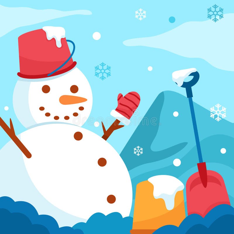 Standing Snowman in the Field Stock Vector - Illustration of vector ...
