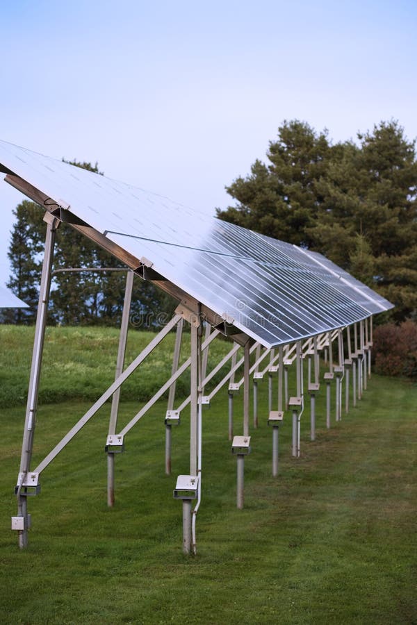 Solar Panels Installed on a Lawn Stock Photo - Image of installed ...