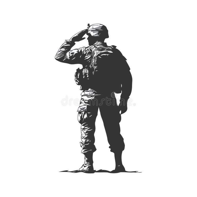 Standing Soldier Saluting Vector Art. Stock Vector - Illustration of ...