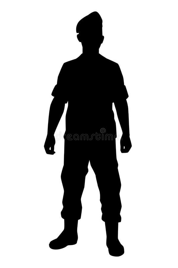 Standing Soldier Silhouette Vector on White Stock Vector - Illustration ...