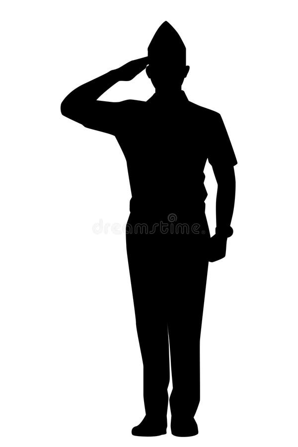 Standing Soldier Silhouette Vector on White Stock Vector - Illustration ...