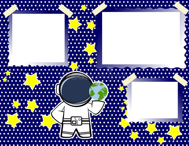 Spaceman Character Cartoon Sticker Poster Background Stock Vector ...