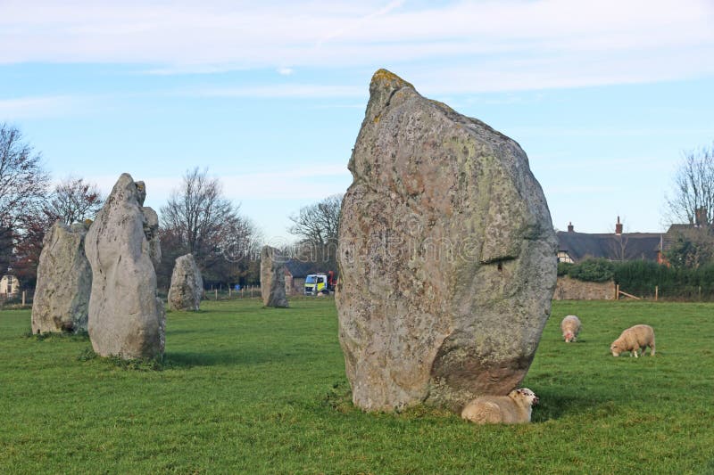 Standing Stone Circle at Avebury in Wiltshire Stock Photo - Image of ...