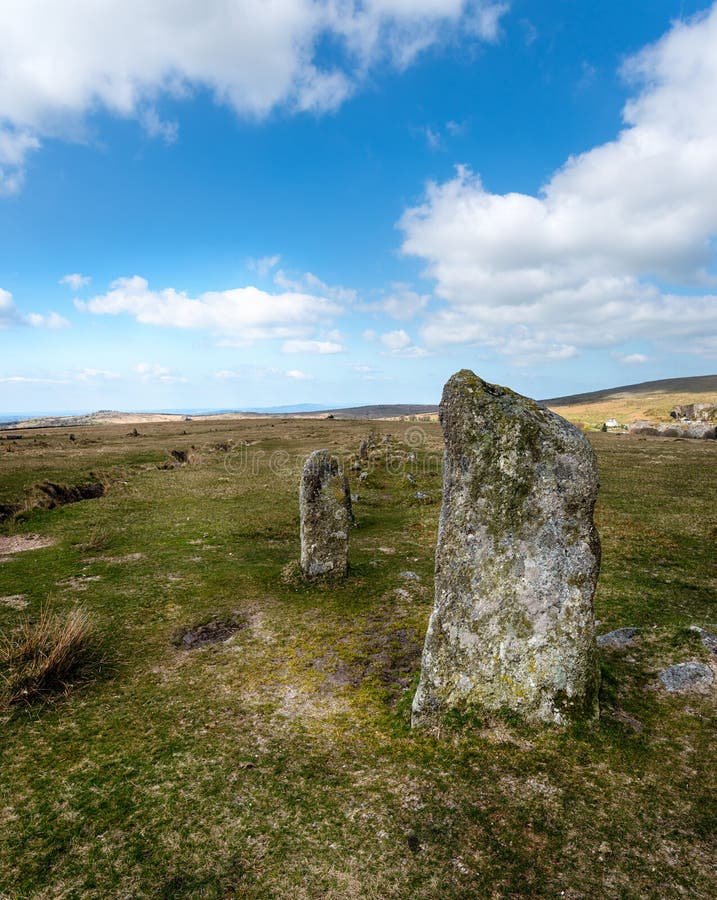 Standing Stones on Dartmoor Stock Image - Image of granite, national ...