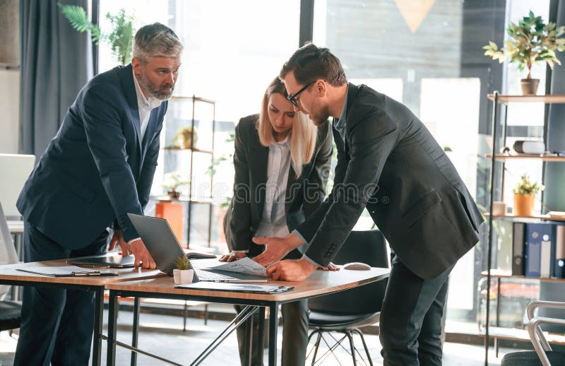 Standing by the Table. Group of Business People are Working in the ...