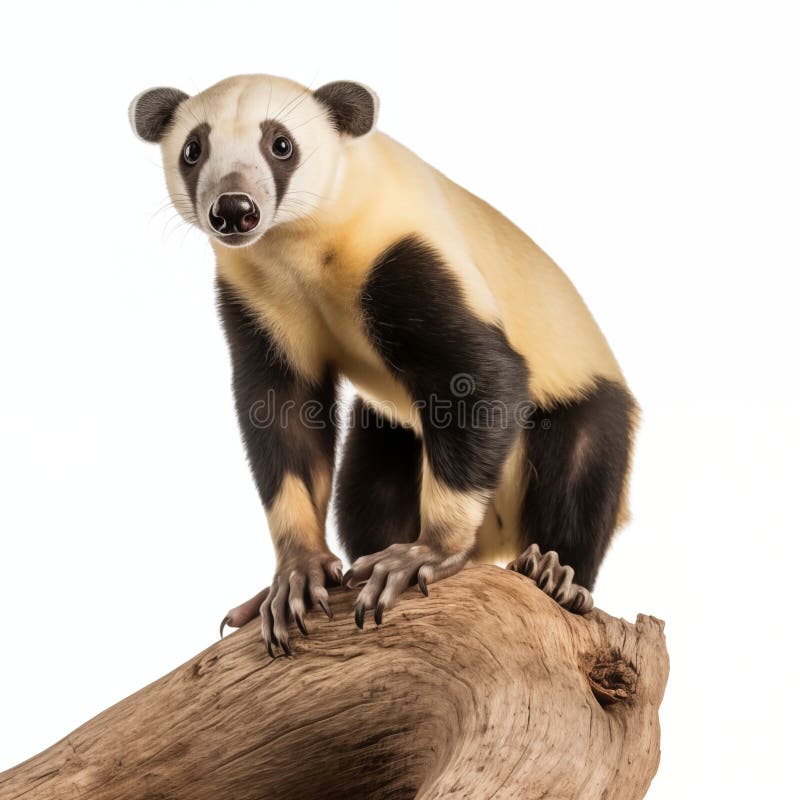 Standing Tamandua Anteater on Tree Trunk with Curious Expression Stock ...
