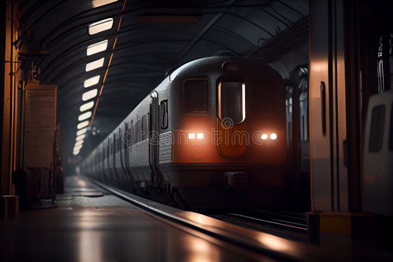 Standing Train at the Railway Station Illustration Generative AI Stock ...