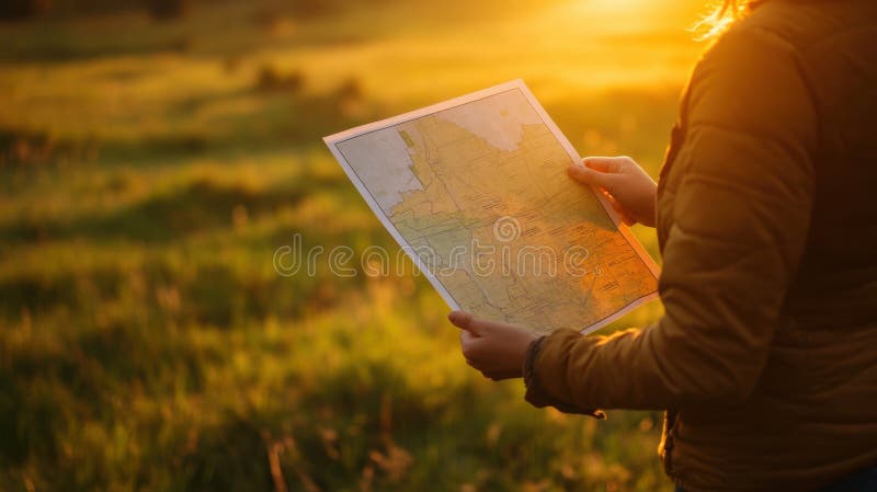 Standing on Undeveloped Land with a Property Map, Concept of Land ...
