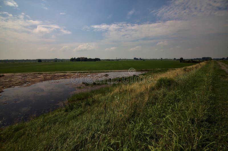 Standing Water Next To a Field in the Countryside Stock Image - Image ...