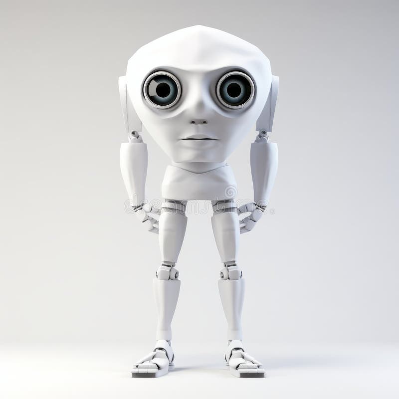Elegant 3d Cyclops Robot in Precisionist Style on Isolated Background ...