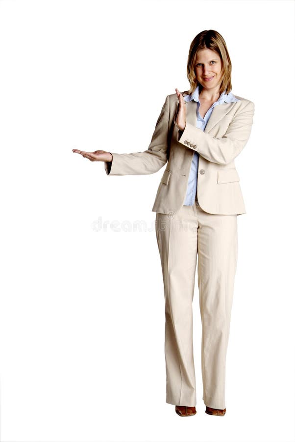 Standing woman shows stock image. Image of lady, career - 4093623