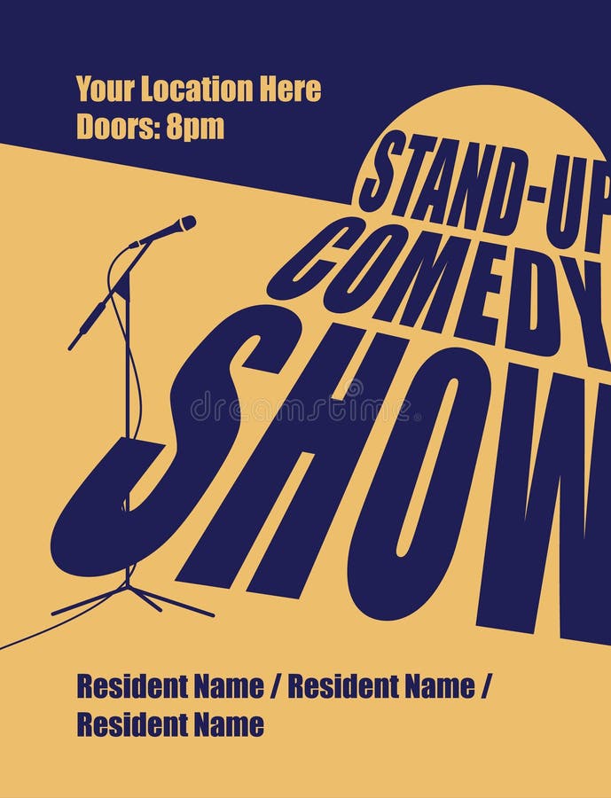 Standup Comedy Show Poster. Light Stage with Microphone Stock ...