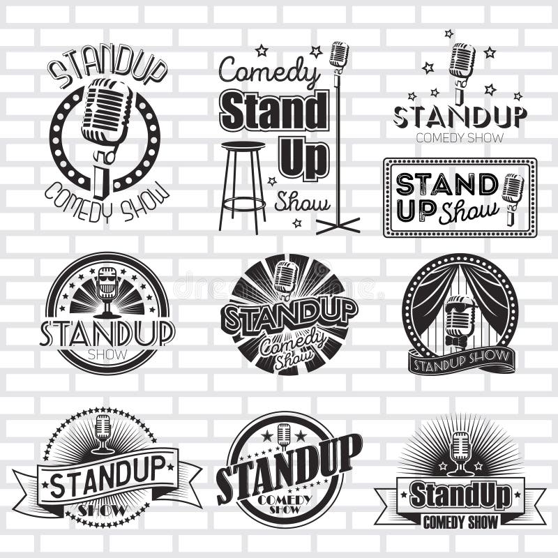 Standup Comedy Show Vector Labels Design Stock Vector - Illustration of ...
