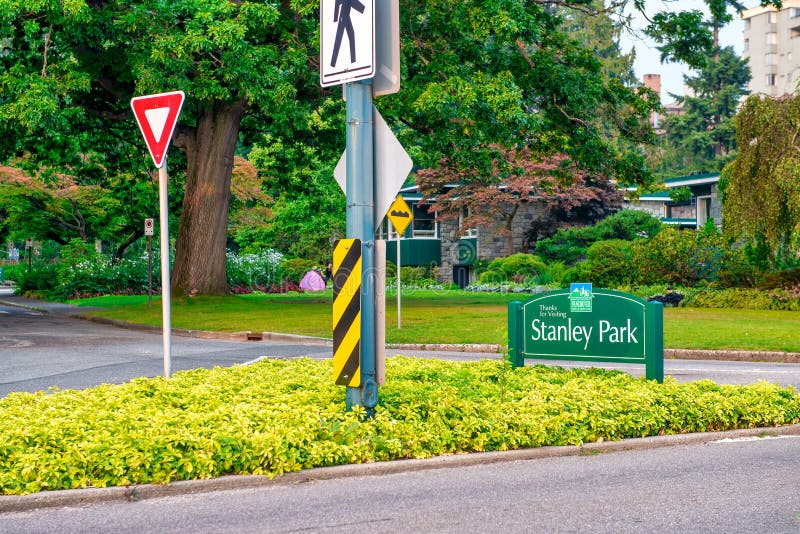 Stanley Park Street Sign in Vancouver, Canada Stock Photo - Image of ...