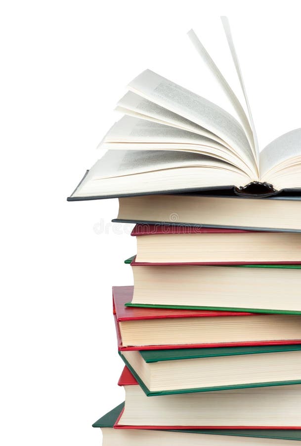 Stapel boeken. Open boek stock afbeelding. Image of geïsoleerd - 26754019