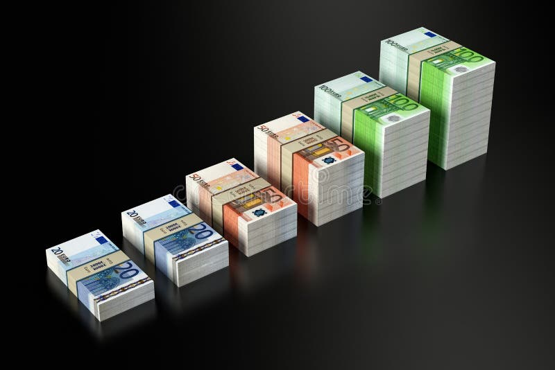 Stapel der Eurobanknoten stockbild. Bild von hintergrund - 137248327