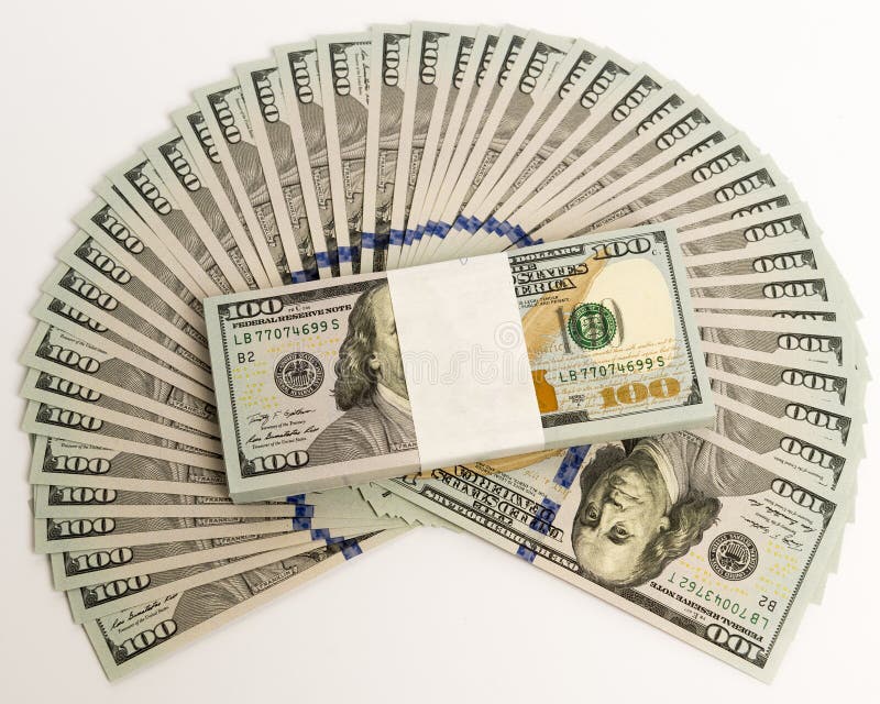 Stapel Geld in US-Dollars Wechseln Banknoten Ein Stockfoto - Bild von ...