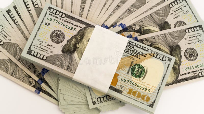 Stapel Geld in US-Dollars Wechseln Banknoten Ein Stockfoto - Bild von ...