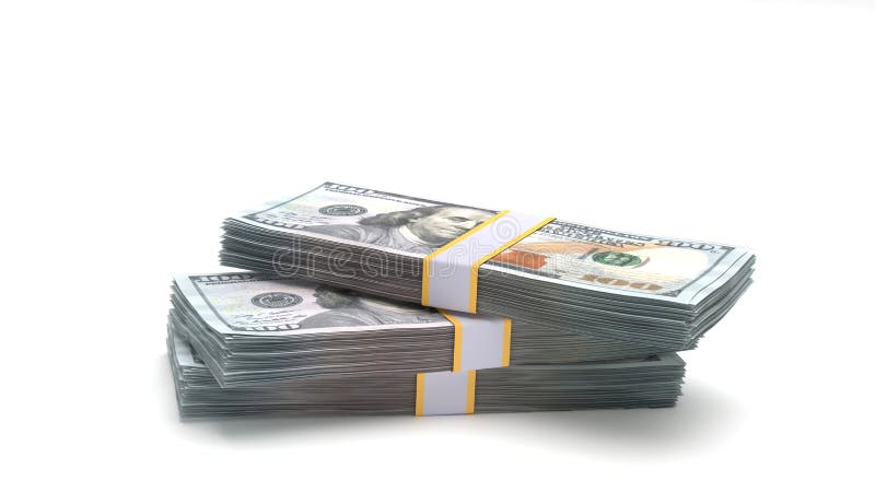 Stapel Hundert Dollar Scheine Packungen Oder Banknoten Heap 3d ...