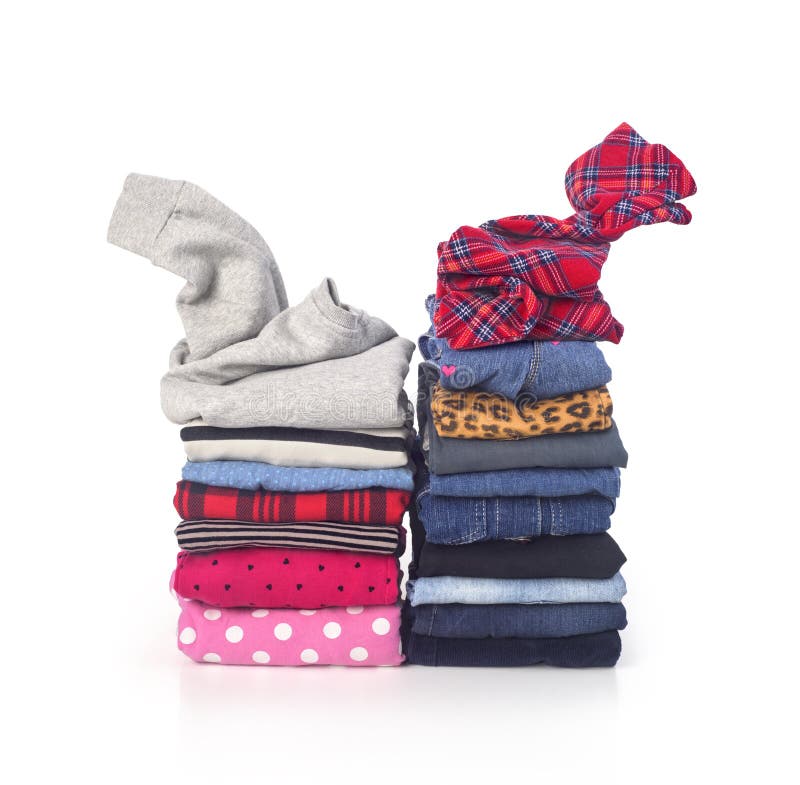 Stapel Van Geïsoleerdet Kleding Stock Afbeelding - Image of achtergrond ...