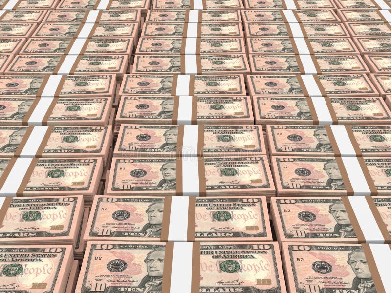Stapels Van Geld Tien Dollars Stock Illustratie - Illustration of markt ...
