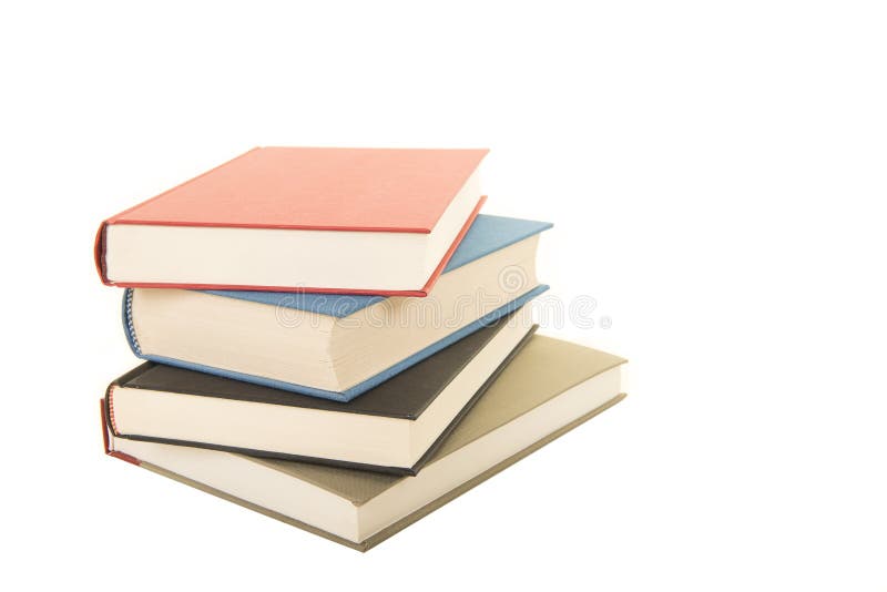 Pile of Books Stacked Isolated on a White Background in a Vertical ...