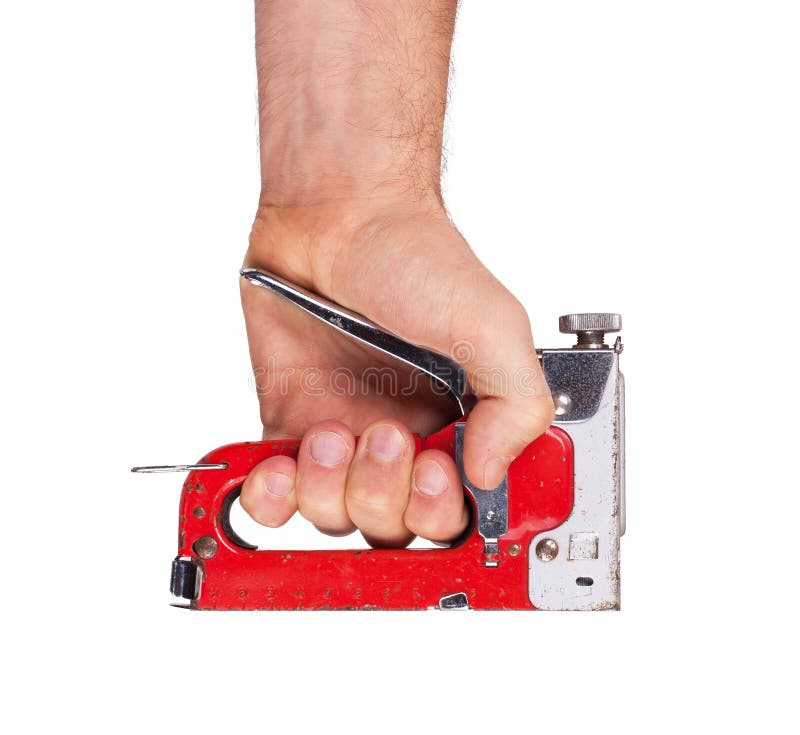 Hand with staple gun stock photo. Image of hand, equipment - 21723188