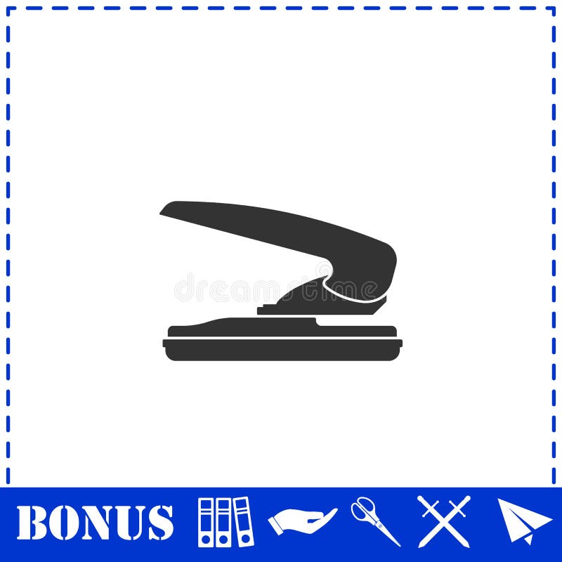 Stapler icon flat stock illustration. Illustration of staple - 199377916