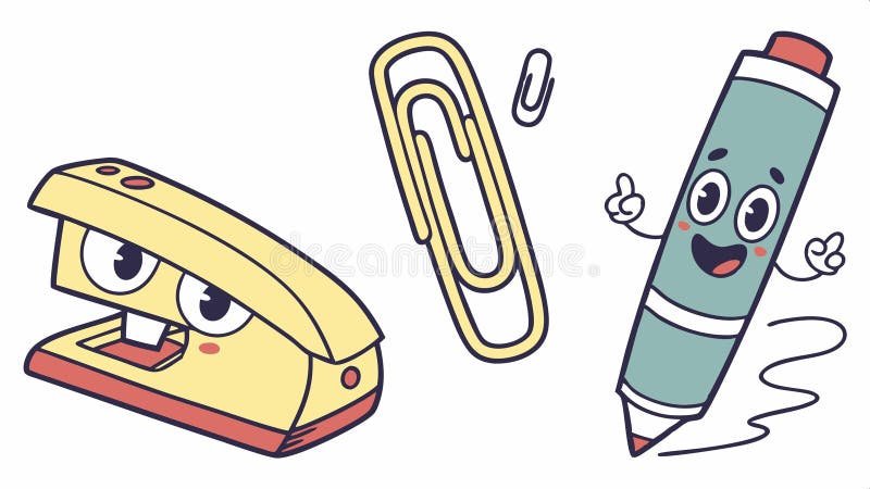 Stapler and Paper Clip, Office Supplies Stationery Desk Equipment Tool ...