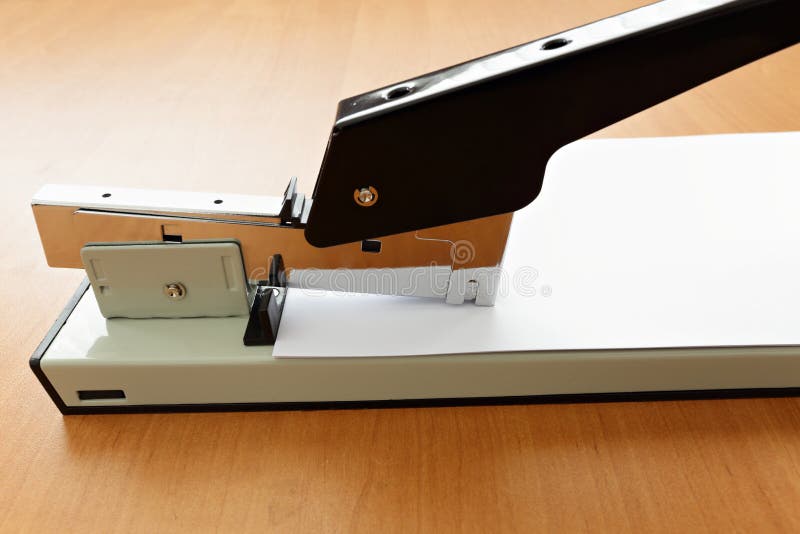 Stapler in Progress, Stapling Paper Stock Photo - Image of work ...