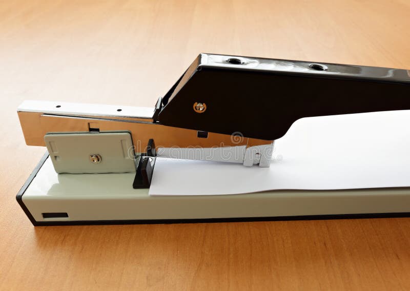 Stapler in Progress, Stapling Paper Stock Photo - Image of closeup ...