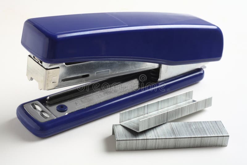 Stapler and Staples Over White Stock Photo - Image of horizontal ...