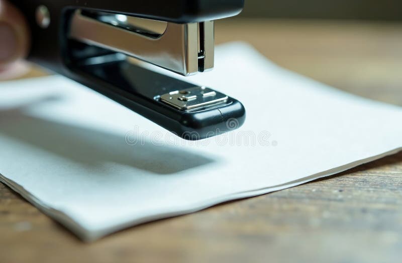 Stapler on White Paper, Workplace in Office, Student Desk. AI ...