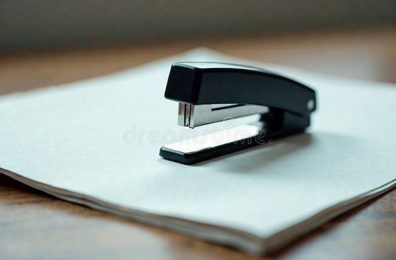 Stapler on White Paper, Workplace in Office, Student Desk. AI ...