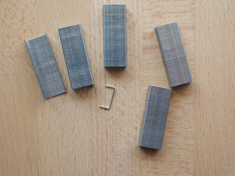Staples on desktop stock image. Image of metal, desktop - 59093611