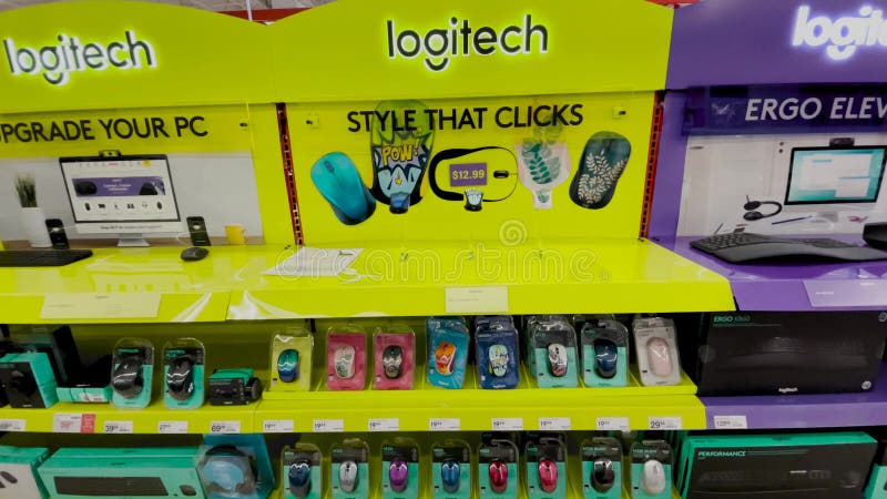 Staples Office Supply Retail Store Interior Pan of Logitech Computer ...