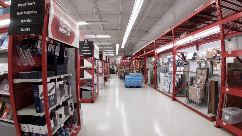 Staples Retail Store Interior 2022 Back Aisle Editorial Photo - Image ...