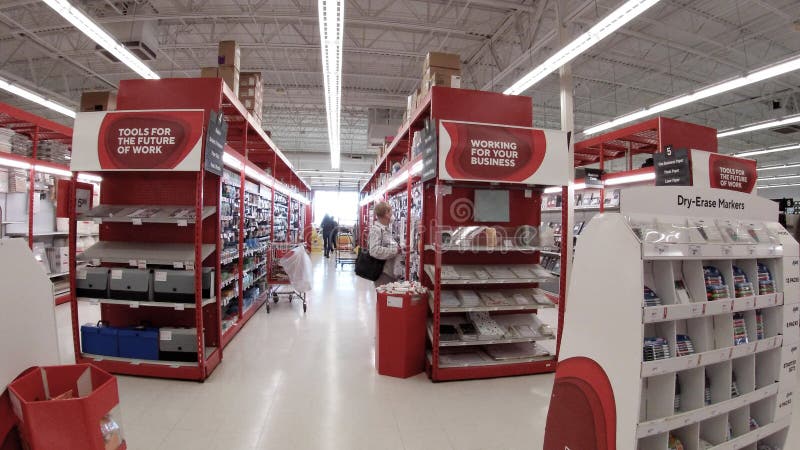 Staples Retail Store Interior 2022 Looking Down Aisles Editorial Image ...
