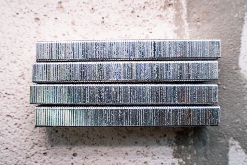 Staples for a Stapler Construction Hardened Galvanized Close-up on ...