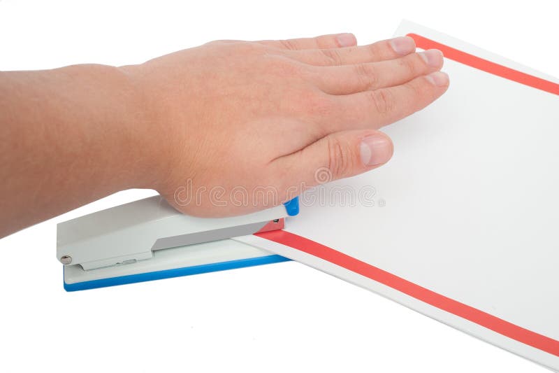 Stapling Papers with Stapler Stock Photo - Image of business, paper ...