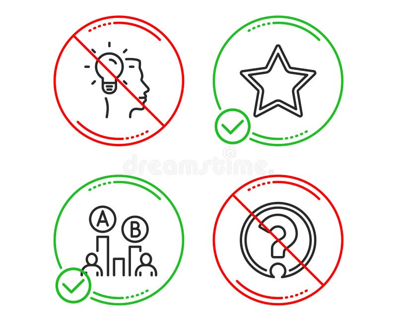 Star, Ab Testing and Idea Icons Set. Question Mark Sign. Best Rank ...