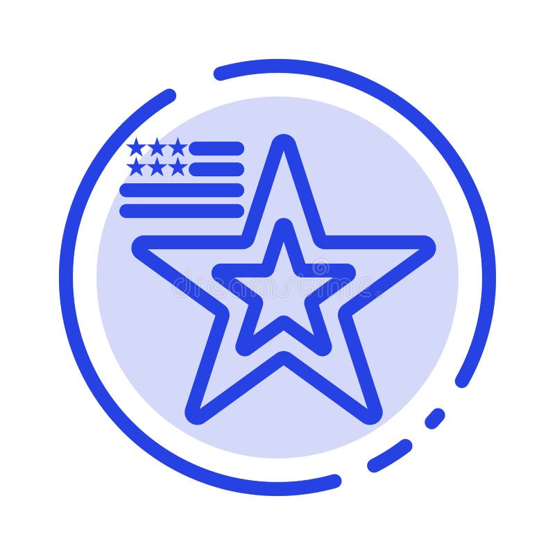 Star, American, Flag, Usa Blue Dotted Line Line Icon Stock Vector ...