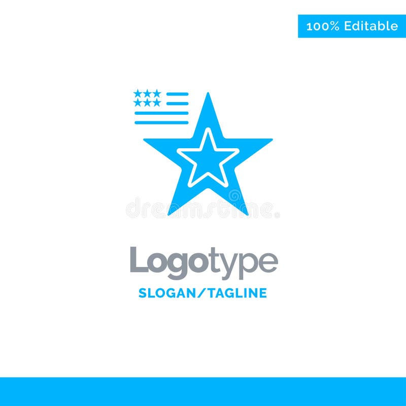 Star, American, Flag, Usa Blue Solid Logo Template. Place for Tagline ...