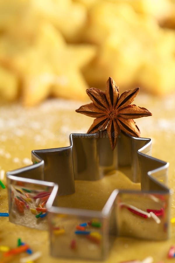 Star Anise on Christmas Tree Cookie Cutter Stock Photo - Image of ...