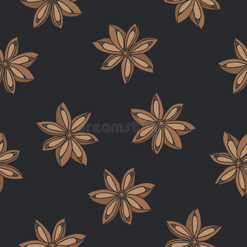 Star Anise Seamless Doodle Pattern, Vector Illustration Stock ...