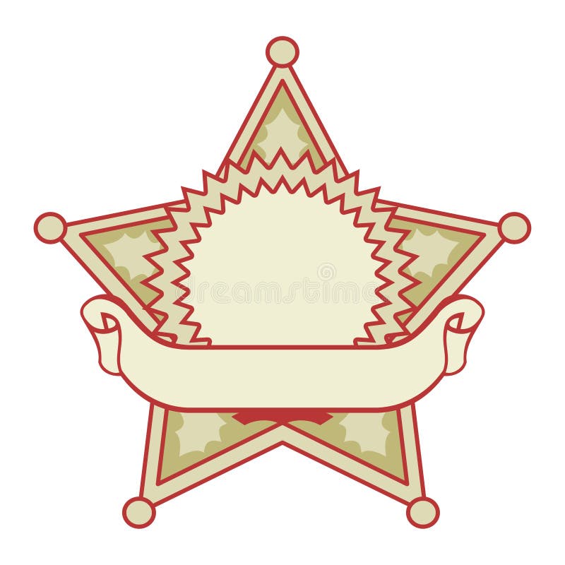 Star badge with a banner stock illustration. Illustration of decoration ...