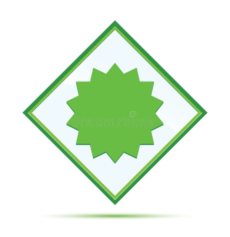 Star Badge Icon Modern Abstract Green Diamond Button Stock Illustration ...