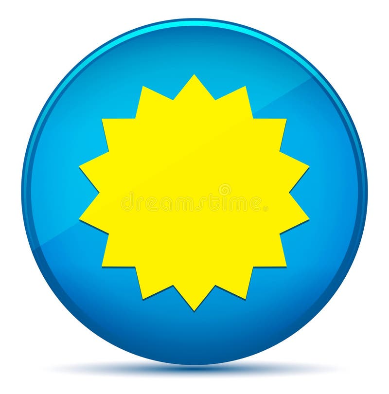 Star Badge Icon Modern Flat Cyan Blue Round Button Stock Illustration ...