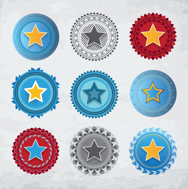 Round star badges stock vector. Illustration of badge - 28557186