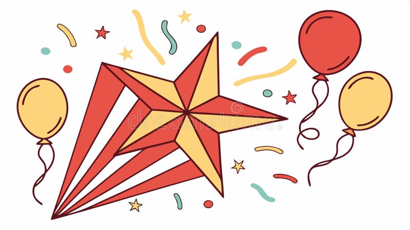Star with Balloons and Streamers Vector Design Generative AI Stock ...